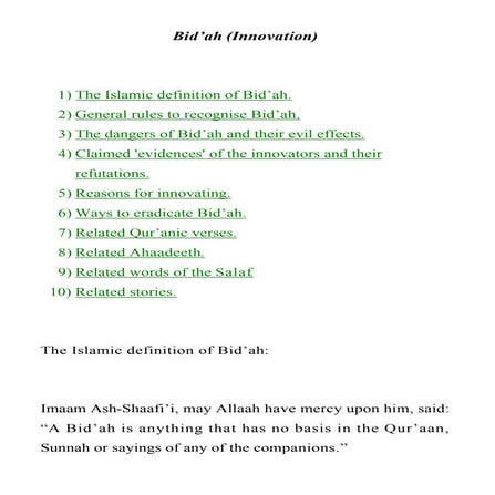 Bida'h in Islam | PDF
