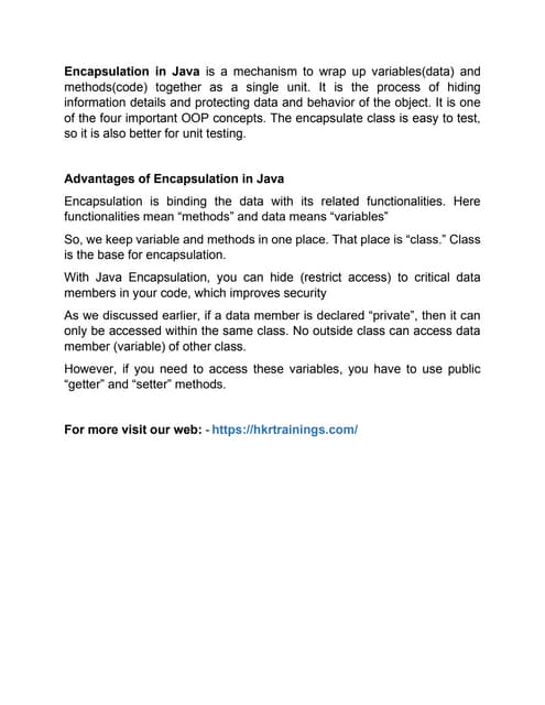 Encapsulation | PPTX | Programming Languages | Computing