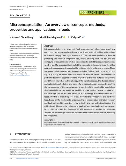 encapsulation in the food industry | PDF