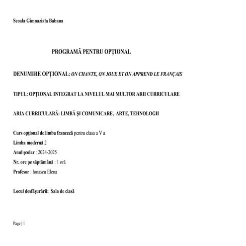 Prezentul Curriculum Şcolar conţine competenţe | DOC