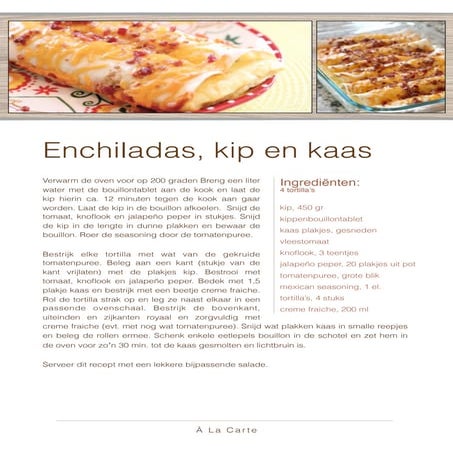 A La Carte - Enchiladas met kip en kaas | PDF