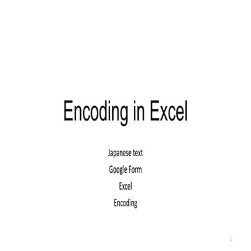 Encoding In Excel Pdf