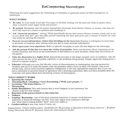 EnCountering Stereotypes | PDF