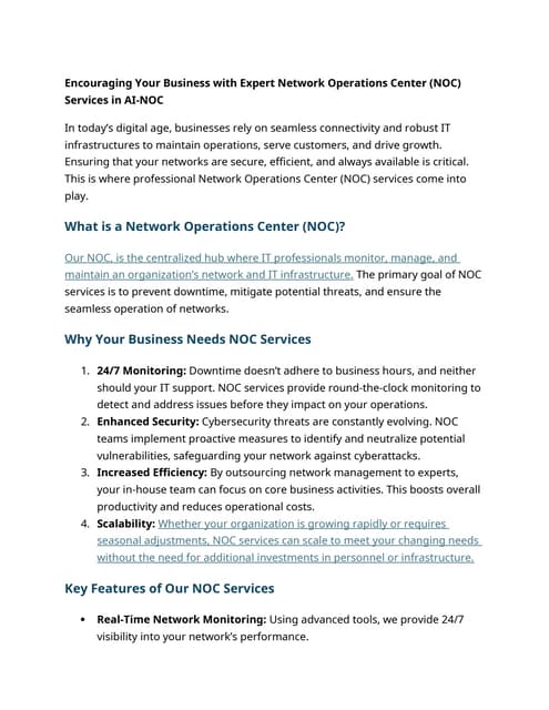 Empowering Your IT Infrastructure with Managed NOC Services in AI-NOC.docx