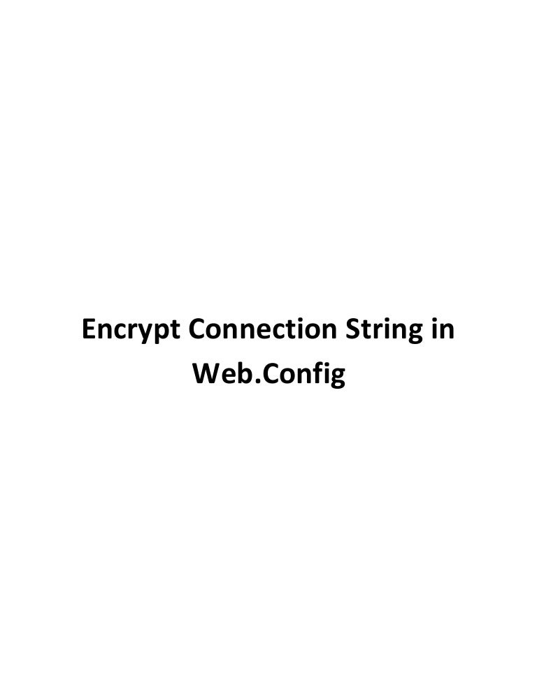Encrypt Connection String In Nfig
