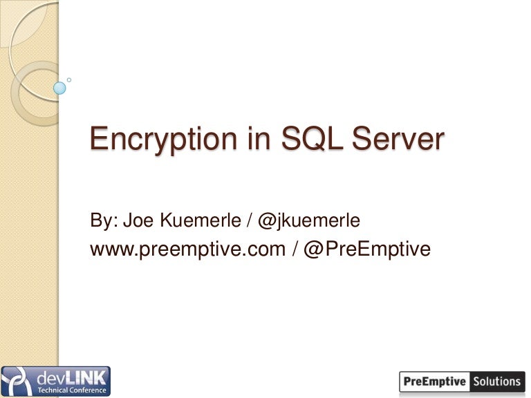 Encryption In Sql Server