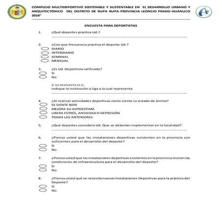 Encuesta para deportistas | DOCX