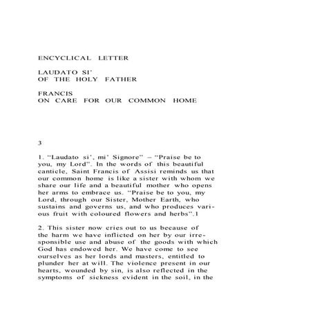 ENCYCLICAL LETTER LAUDATO SI’OF THE HOLY FATHER | DOCX