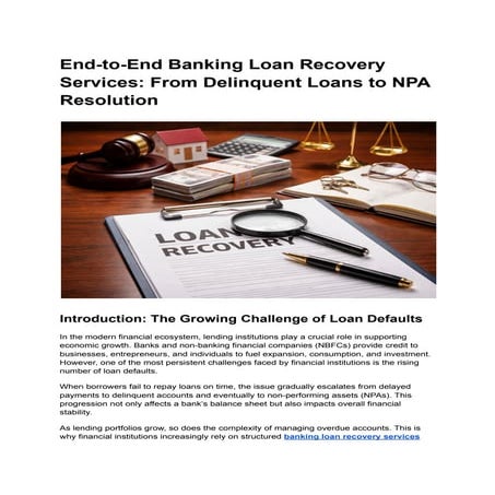 Comprehensive Guide to End-to-End Banking Loan Recovery and NPA ...