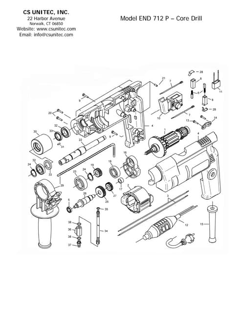 CS Unitec Pneumatic Rotary Hammer Drill Schematic: 2 1262 0010