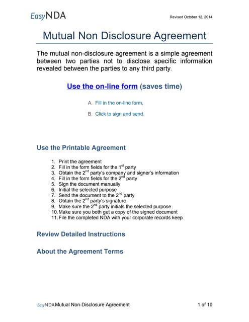 Non-Disclosure Agreement: key points | PPT