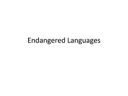 Endangered languages | PPT