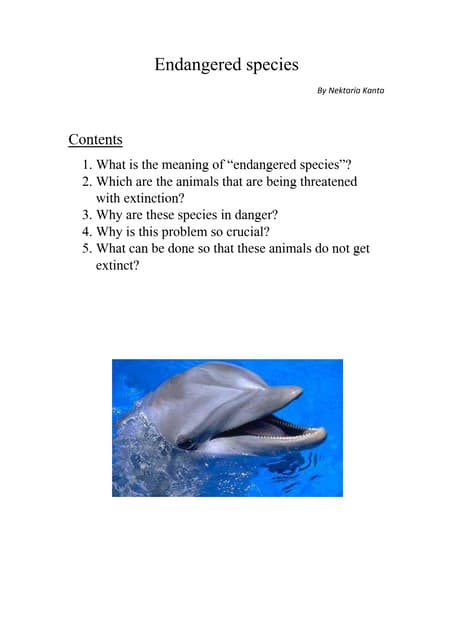 Endangered Species.pdf | Zoos & Aquariums | Attractions