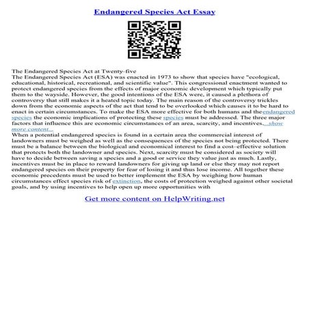 Endangered Species Essay | PDF