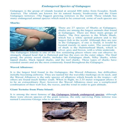 Endangered species of Galapagos | DOCX | Geography | Science