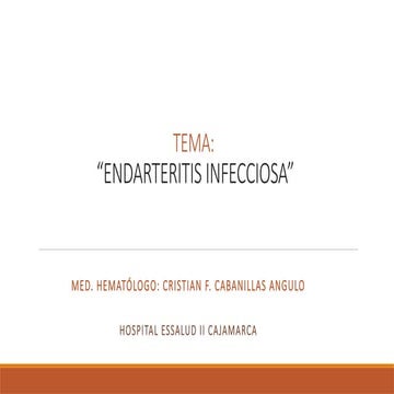 Endarteritis infecciosa.En pacientes inmunosuprimidos. | PPTX