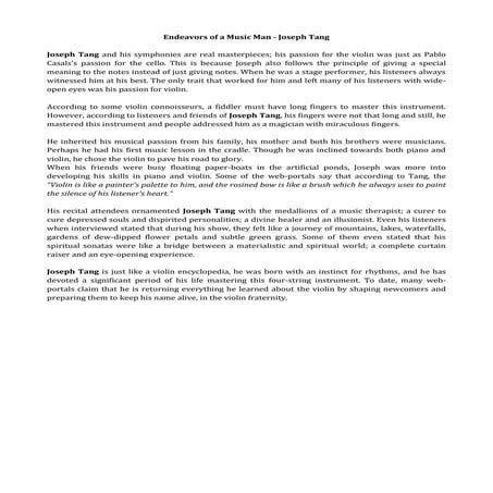Endeavors of a music man joseph tang | PDF