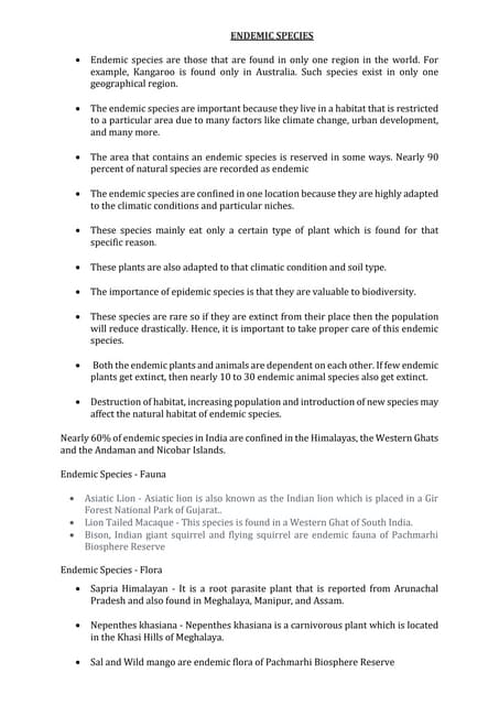 ENDEMISM and ENDEMIC SPECIES | PDF | Geography | Science