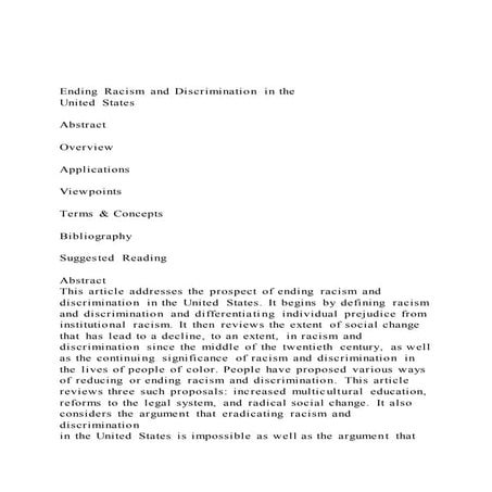 Ending Racism and Discrimination in theUnited StatesAbst | DOCX ...