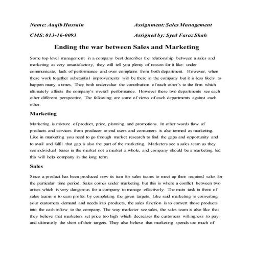 Ending the war between sales and marketing | PDF