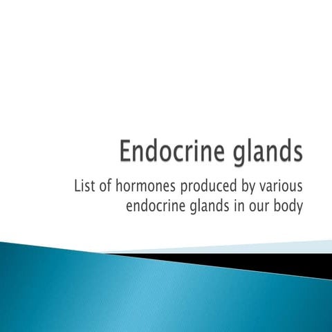 List of hormones secreted by Endocrine glands | PPTX