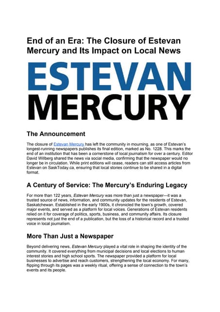 Looking Back at Estevan Mercury’s Impact on the Community.docx