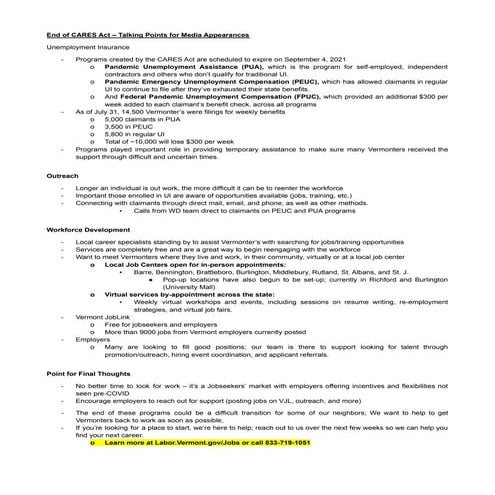 Media Talking Points - September 4, 2021 | PDF