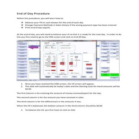 End of day procedure | DOCX