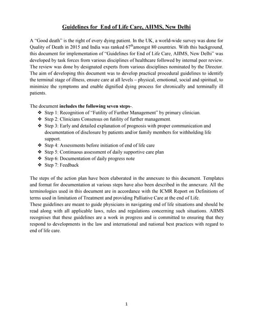 Guidelines for end of life care in icu | PDF | First Aid | Injuries