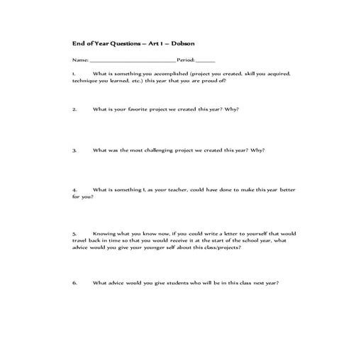 End of year art questionnaire | PDF