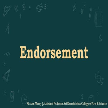ENDORSEMENT IN BANKING THEORY LAW AND PRACTICE | PPTX