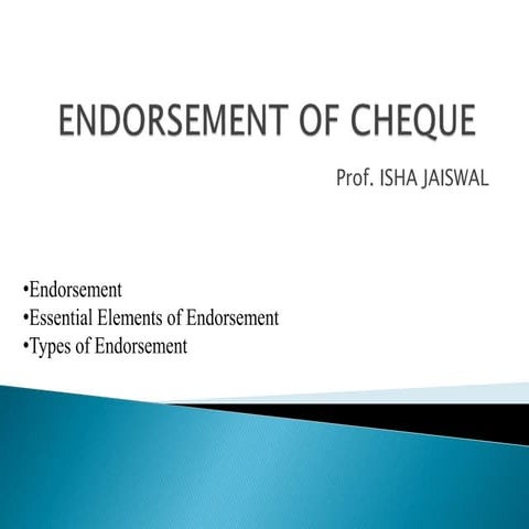Endorsement of cheque | PPSX
