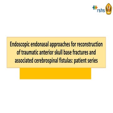 Endoscopic endonasal approaches for reconstruction of traumatic ...