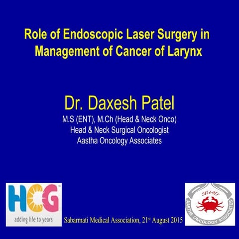 Endoscopic laser treatment for laryngeal cancers.ppt