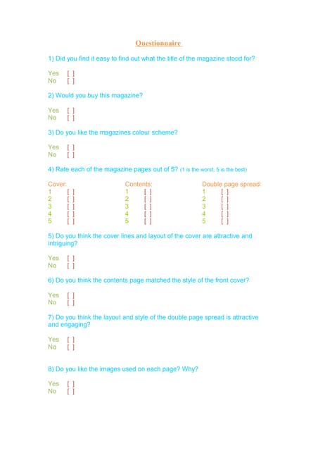 Questionnaire | PDF