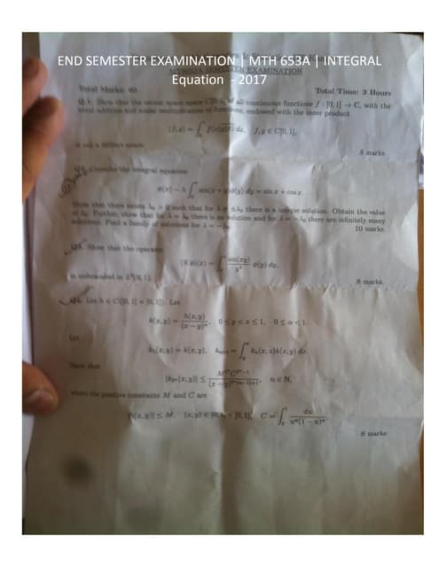 Mth 523 end sem paper | PDF