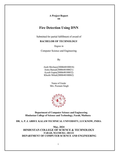 Computer Vision-Based Early Fire Detection Using Machine Learning | PDF | Technology & Computing