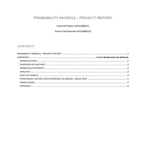 Probability Models Project | PDF
