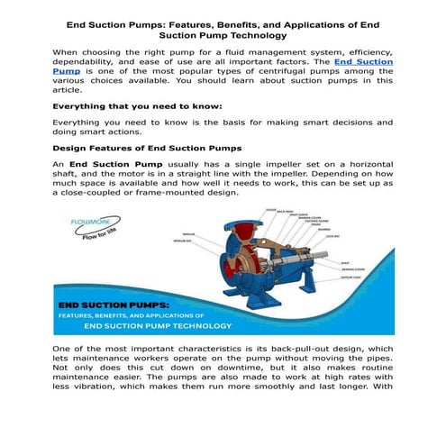 End Suction Pumps: Features, Benefits, and Applications of End Suction ...