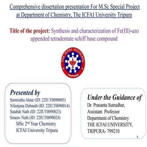 Schiff base complexes and its uses along with a fe complex | PPTX