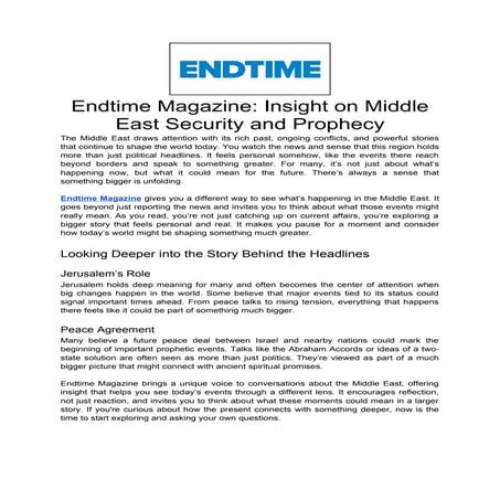 Endtime Magazine: Insight on Middle East Security and Prophecy | DOCX