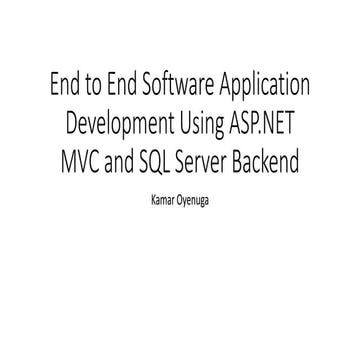 End To End Software Application Development Using Aspnet Mvc Ppt