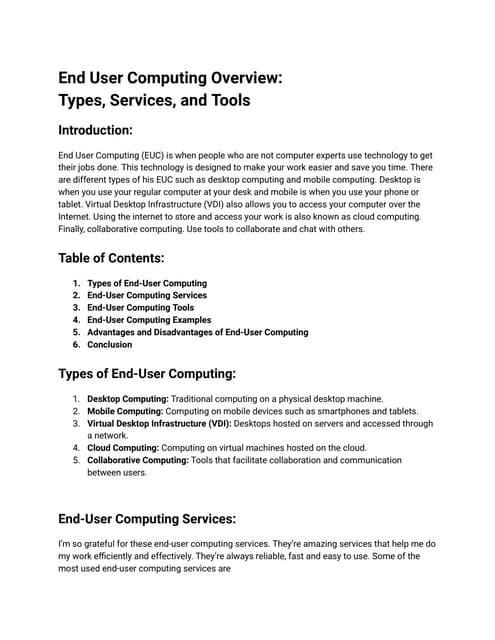End User Computing Pdf