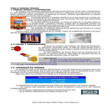 Energía térmica y temperatura | PDF