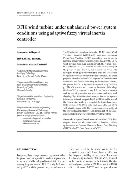 Dfig Wind Turbine Under Unbalanced Power System Conditions Using