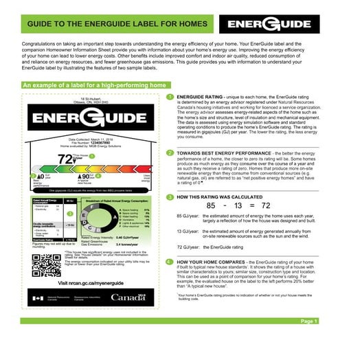 GUIDE TO THE ENERGUIDE LABEL FOR HOMES | PDF
