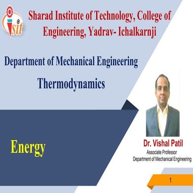 Energy and it's classification (Mechanical Engineering) | PPTX