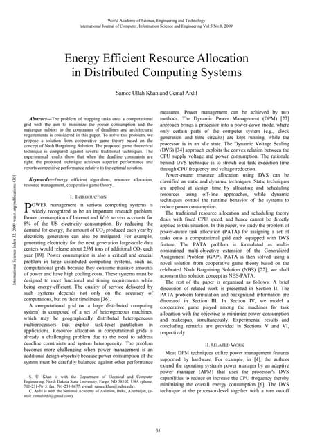 Energy Efficient Resource Allocation In Distributed Computing Systems Pdf