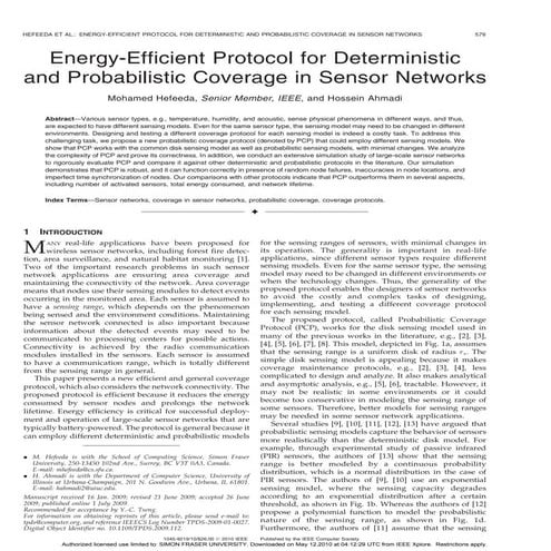 Energy-Efficient Protocol for Deterministic and Probabilistic Coverage in Sensor Networks | PDF