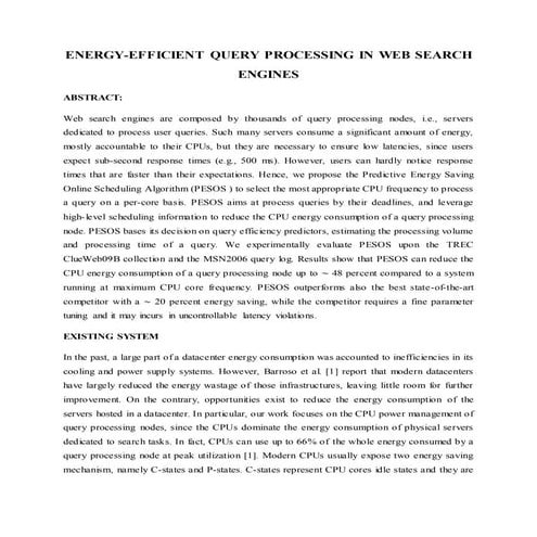 Energy-efficient Query Processing in Web Search Engines | DOCX | Search ...